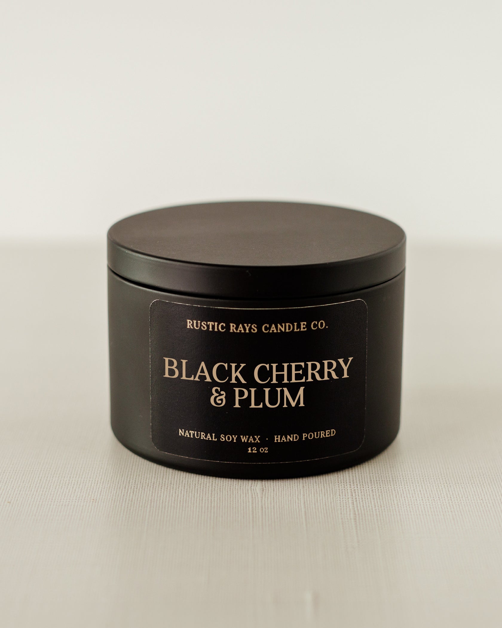 Black Cherry & Plum Candle | 12 oz Tin – Rustic Rays Candle Co.