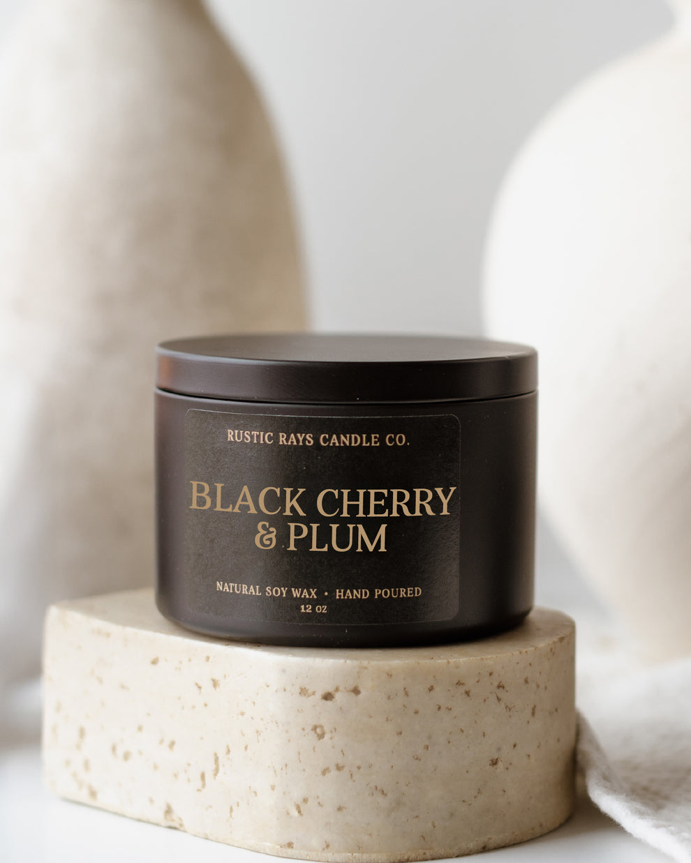 Black Cherry & Plum Candle | 12 oz Tin – Rustic Rays Candle Co.