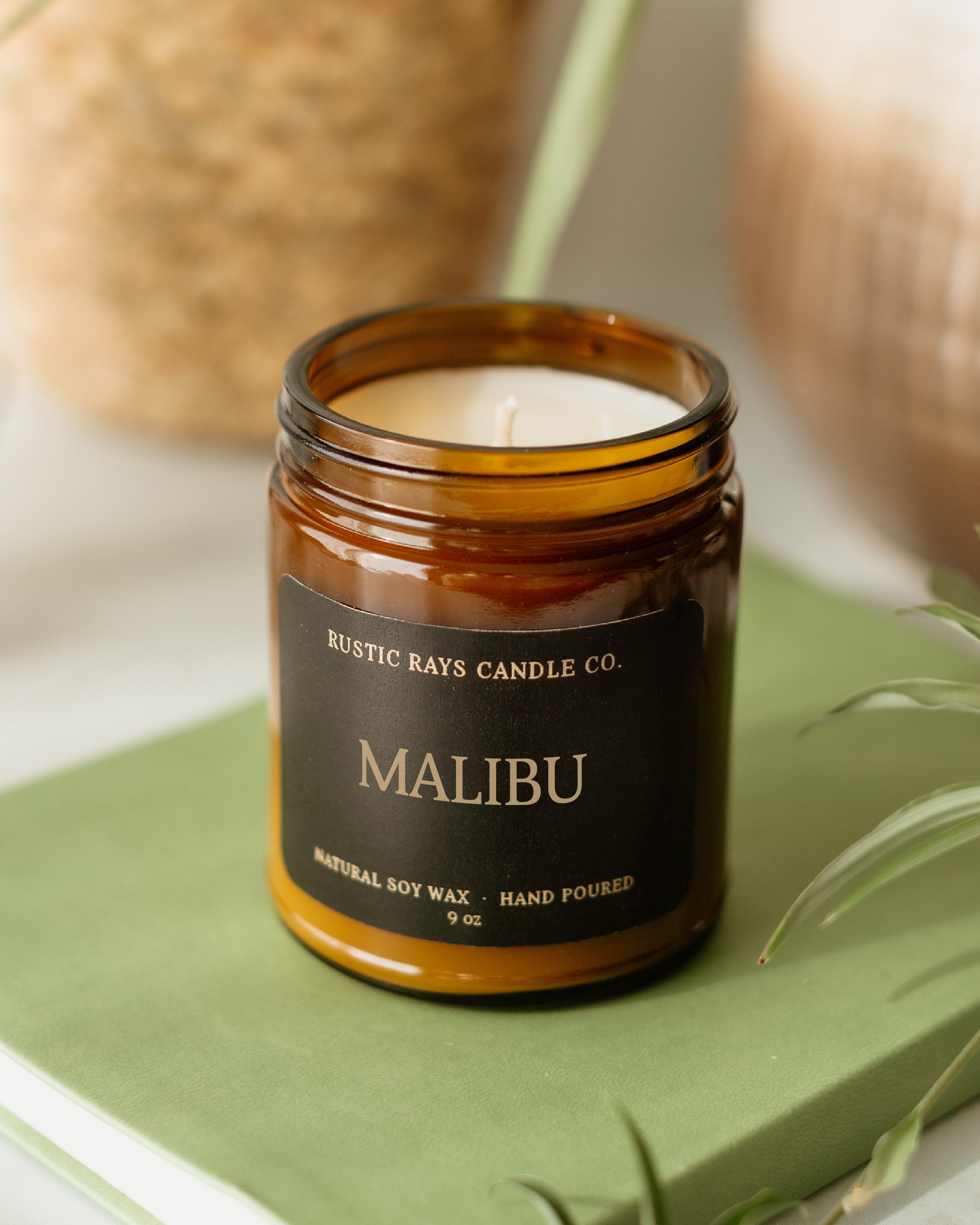 Malibu Candle | 9 oz Amber Jar – Rustic Rays Candle Co.